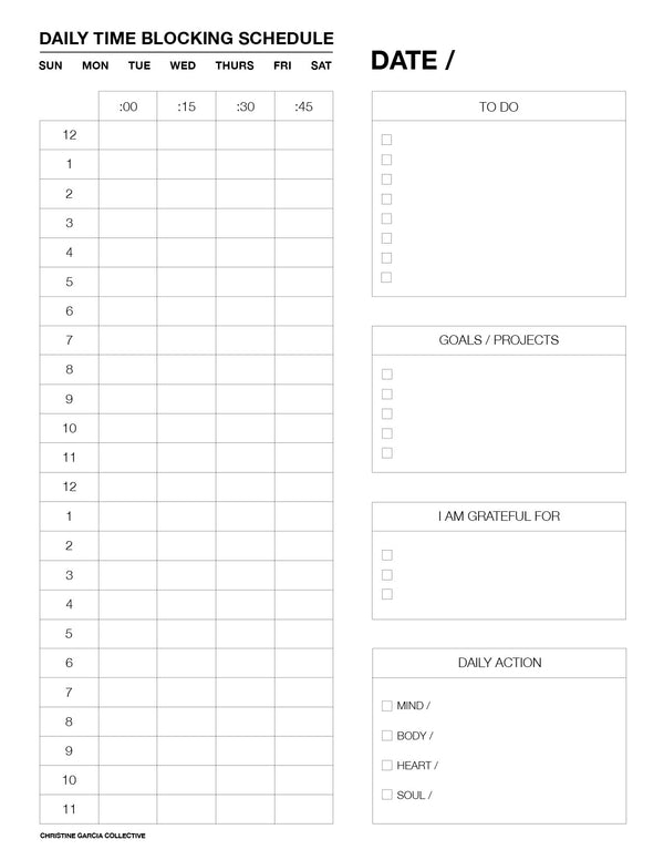 TIME BLOCKING WORKSHEET – Christine Garcia Collective